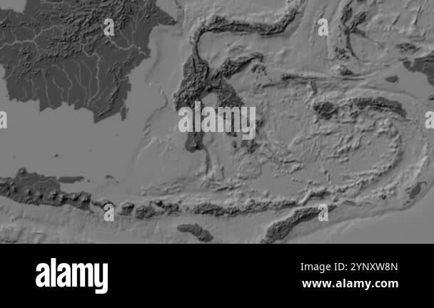 Gulf of Boni region on the background of a bilevel elevation map of the ...