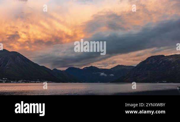 Timelapse of clouds over the Bay of Kotor at dawn, with changing cloud ...