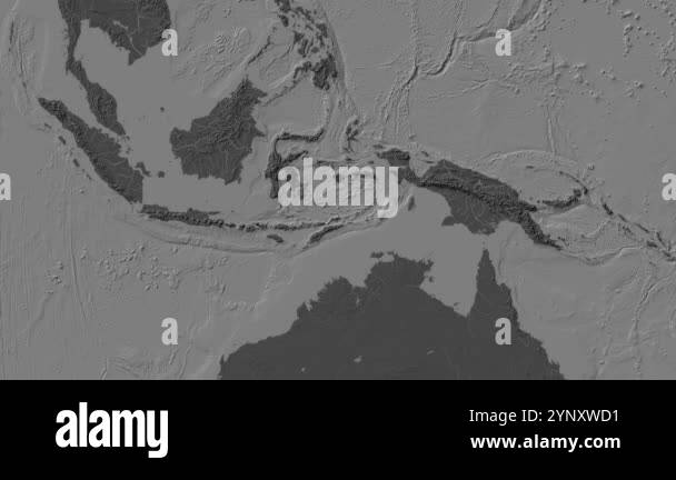 Banda Sea region on the background of a bilevel elevation map of the ...