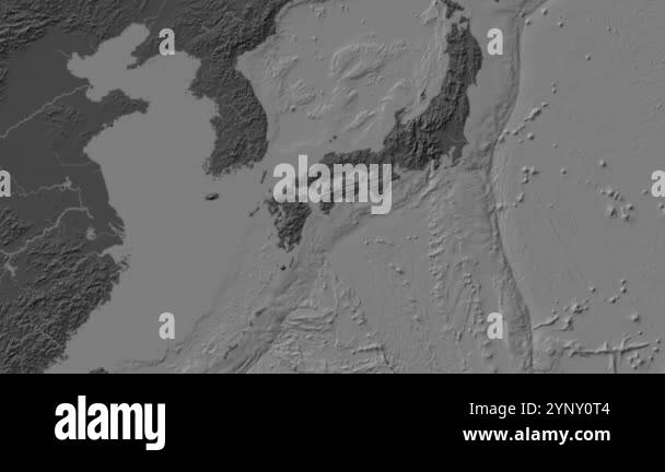 Seto Naikai or Inland Sea. Location diagram on a bilevel elevation map ...