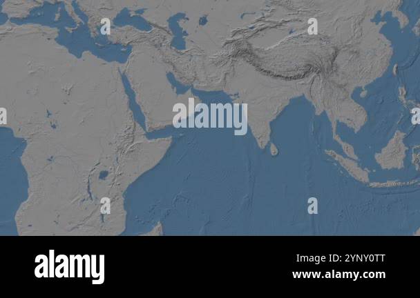 Arabian Sea. Location diagram on a blue and gray colored elevation map ...