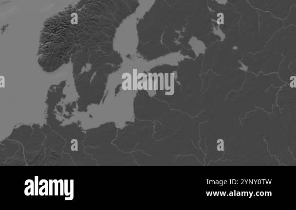 Gulf of Riga. Location diagram on a bilevel elevation map in the ...