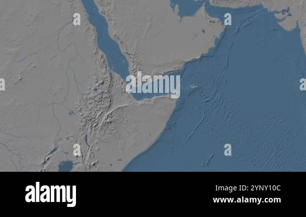 Gulf of Aden. Location diagram on a blue and gray colored elevation map ...