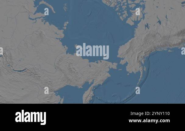 East Siberian Sea. Location diagram on a blue and gray colored ...