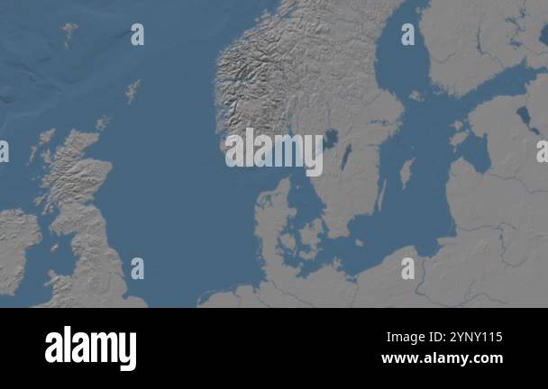 Skagerrak. Location diagram on a blue and gray colored elevation map in ...