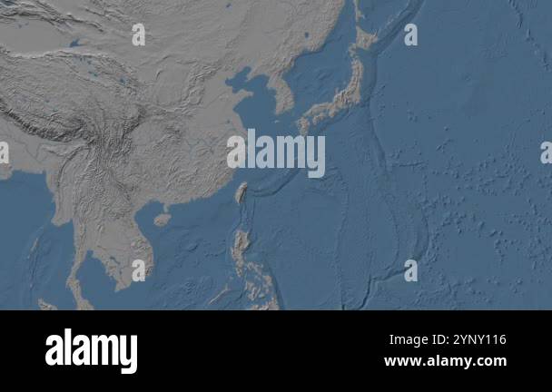 Eastern China Sea. Location diagram on a blue and gray colored ...