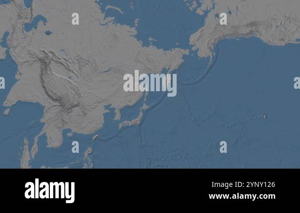 Sea of Okhotsk. Location diagram on a blue and gray colored elevation ...