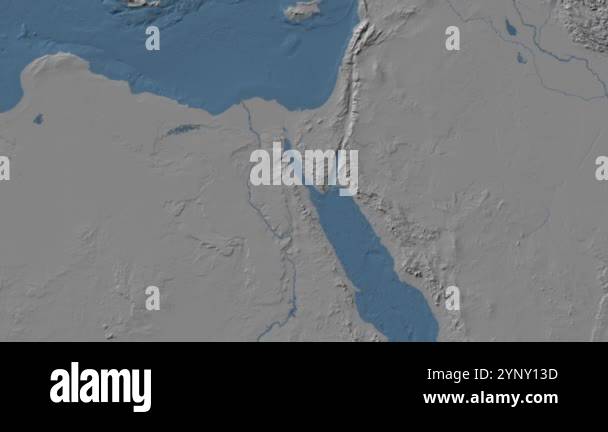Gulf of Suez. Location diagram on a blue and gray colored elevation map ...