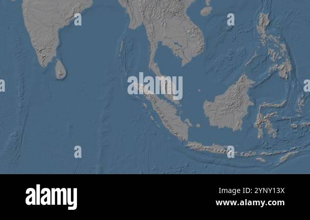 Malacca Strait. Location diagram on a blue and gray colored elevation ...