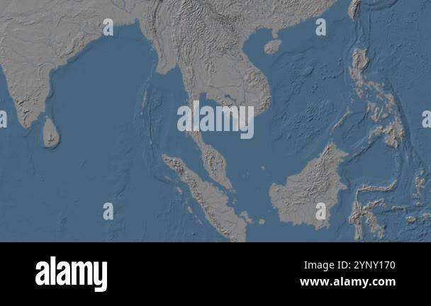 Gulf of Thailand. Location diagram on a blue and gray colored elevation ...