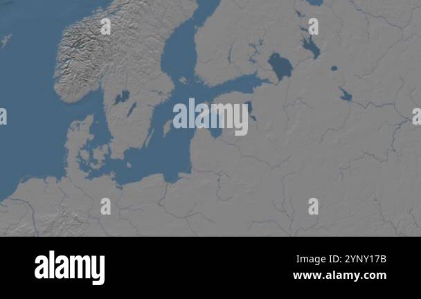 Gulf of Riga. Location diagram on a blue and gray colored elevation map ...