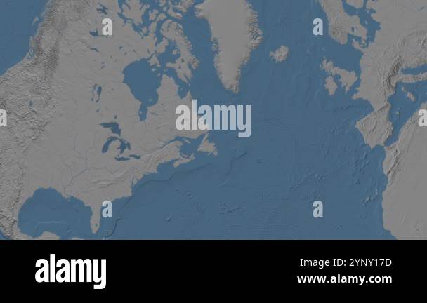 Labrador Sea. Location diagram on a blue and gray colored elevation map ...