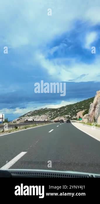 A scenic drive on Croatia's toll roads towards Split, with a view of ...