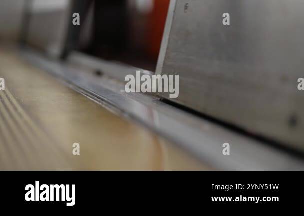 low angle with selective focus view to train subway door while door is ...