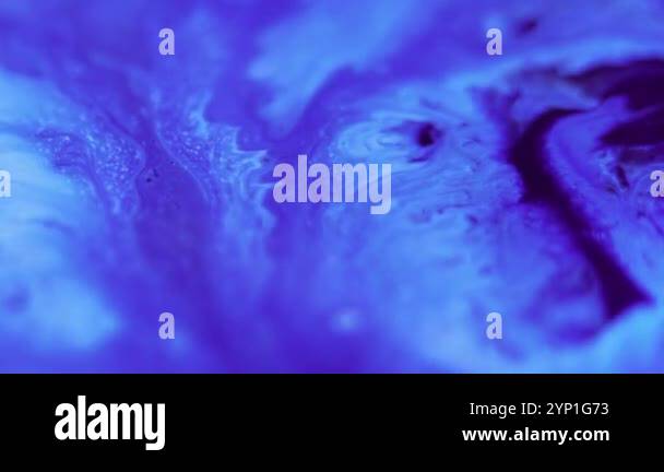 Ink drip. Fluid spill. Defocused blue color emulsion texture acrylic ...