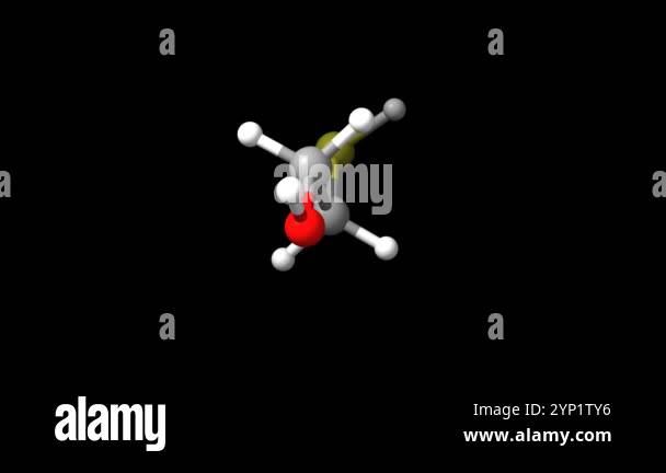 Structure of 2-mercaptoethanol. Animated 3D ball-and-stick, surface ...