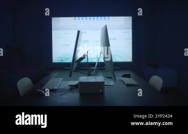A Sleek And Modern Workspace That Features Dual Monitors Along With Various Data Visualizations