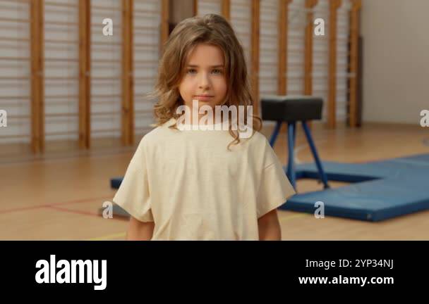 Offended annoyed dissatisfied little Caucasian girl child school ...