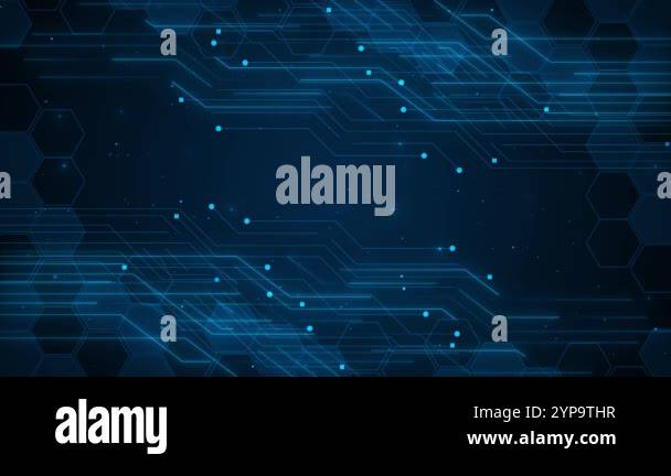 High tech circuit board. Glowing circuit animation. futuristic Digital Data mining moving ...