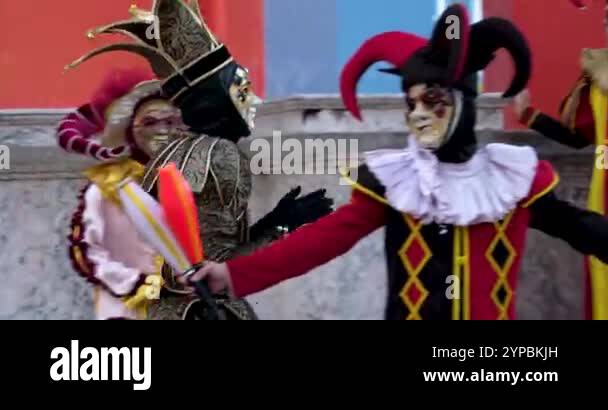 buffoons program performance artists colorful bright street on the ...