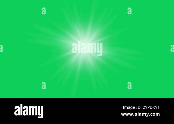 Centered white light beams on green screen. Light animation. Dynamic ...