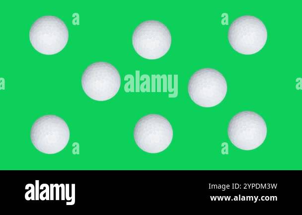 Animation of Golf ball throwing to Closeup Transition isolate on green ...