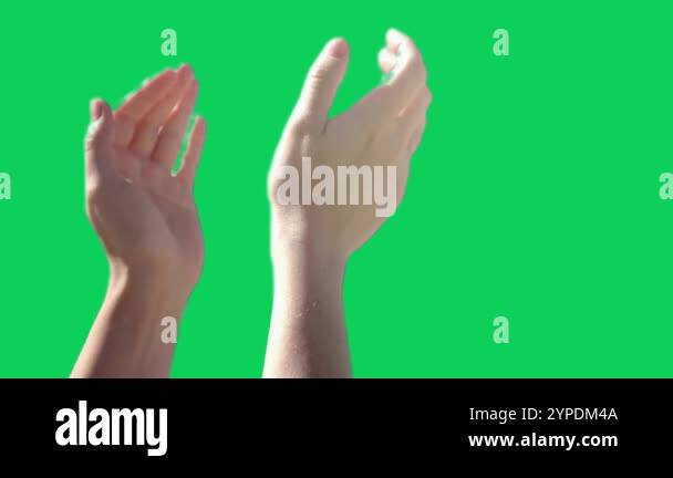Hands are clapping on green screen background Stock Video Footage - Alamy