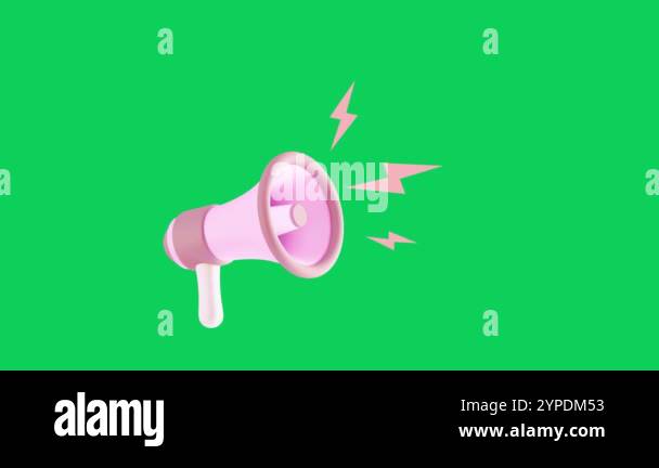 Megaphone animation on a green screen, Loudspeaker announcing crazy ...