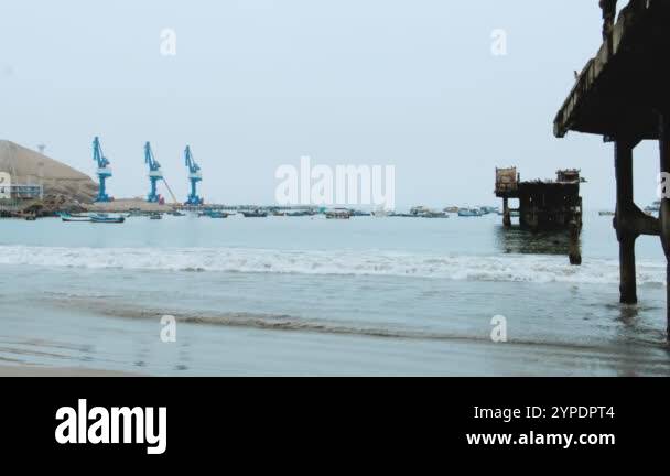 Chancay seaport. Located in Peru, Mega port under construction by the ...