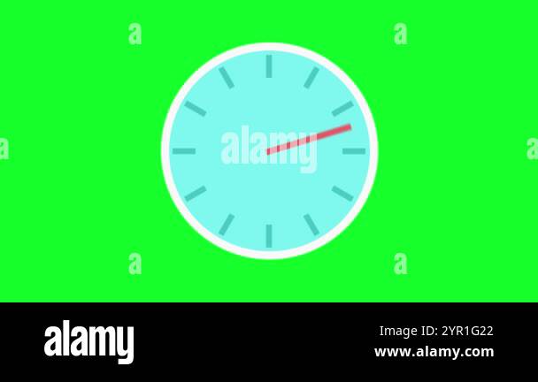 Clock timer countdown animation on green screen 4k resolution motion ...
