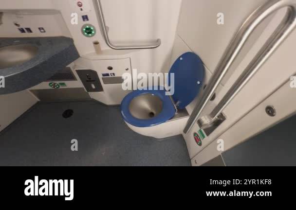 Large toilet for people with disabilities on regional train in Bavaria ...