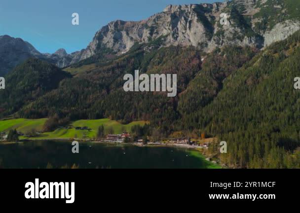 Hintersee bei Ramsau Luftaufnahme im Herbst in Deutschland, Bayern ...