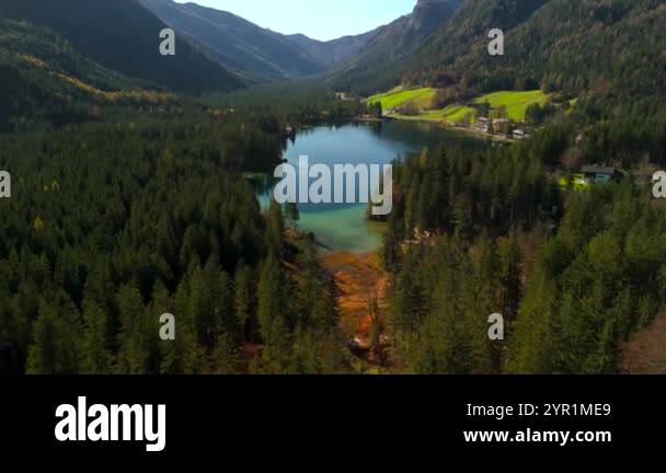 Hintersee bei Ramsau Luftaufnahme im Herbst in Deutschland, Bayern ...