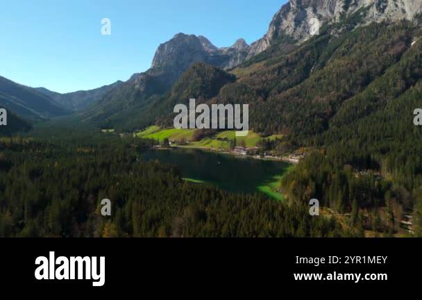 Hintersee bei Ramsau Luftaufnahme im Herbst in Deutschland, Bayern ...