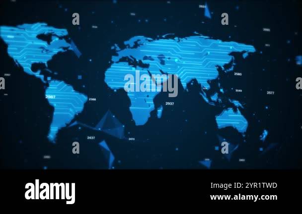 Modern tech World Map International Abstract blue HUD futuristic globe ...