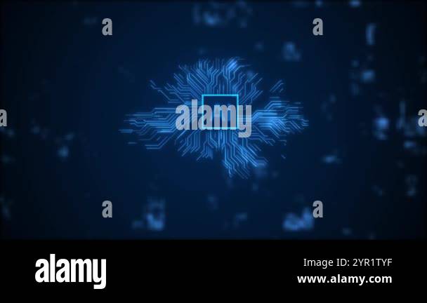 Artificial intelligence AI and internet of things IOT circuit Technology network animation ...