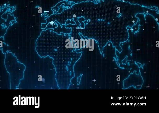 Hologram globe rotating, communication technology world network Data ...