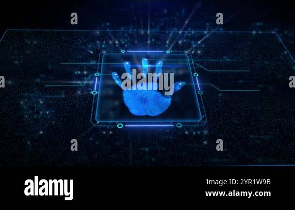 3d wireframe hand with Access Data glowing motion background. Animation ...