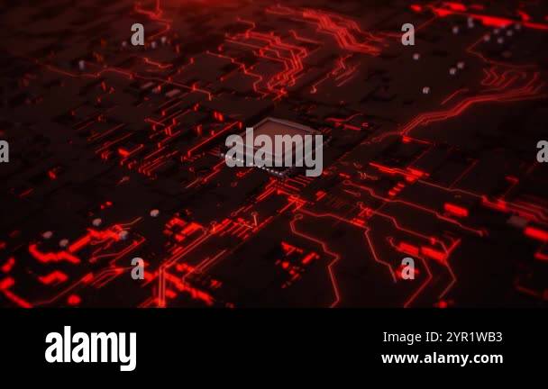 Futuristic High-Tech CPU Processor Data flow motherboard in pc circuits electronics Artificial ...