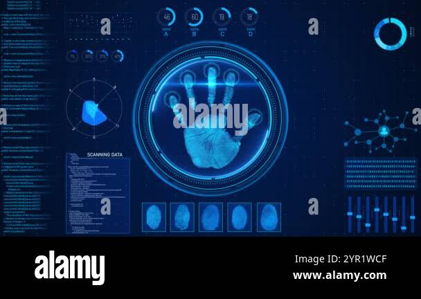 3d wireframe hand with Access Data glowing motion background. Animation ...