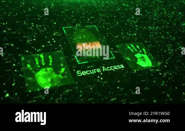 Animation of a Fingerprint reader hand scanning for Futuristic personal ...