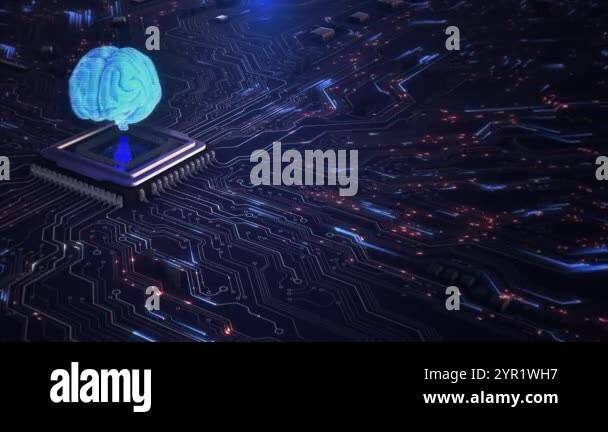 Ai artificial intelligence Futuristic processor motherboard AI data mining. Computer chip ...