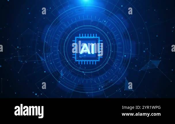 Innovative Advanced AI Chip. Human Robot Hand Futuristic Processor. Artificial Intelligence ...