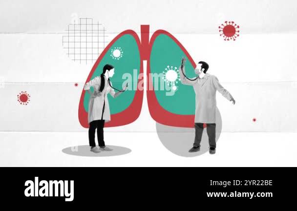 Doctors checking and examining lungs with stethoscope. Pneumonia ...