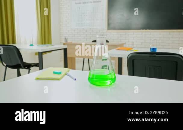 College class with equipment and furniture. Empty school elementary ...