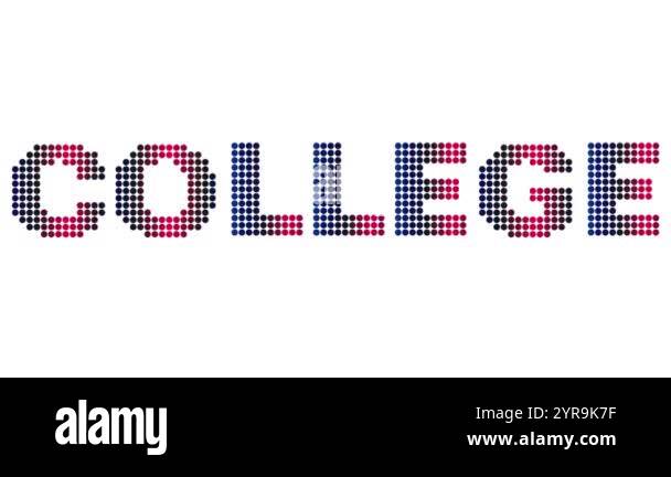 Animated College text and motion effect title with dots on white ...