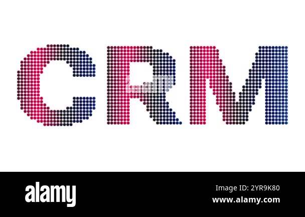 Animated CRM text and motion effect title with dots on white background ...