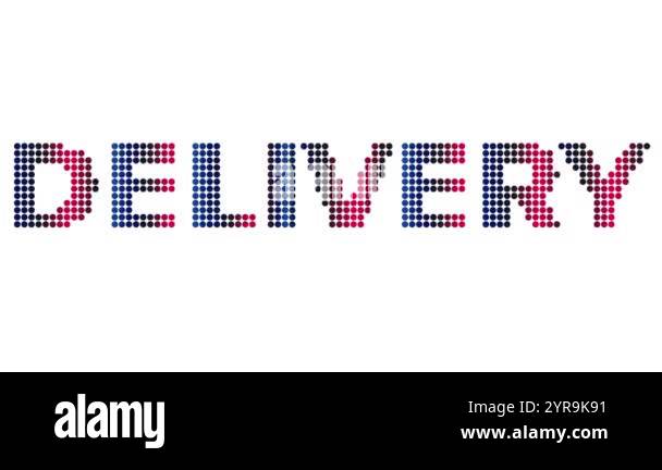 Animated Delivery text and motion effect title with dots on white ...