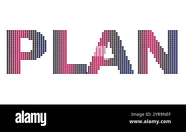 Animated Plan text and motion effect title with dots on white ...