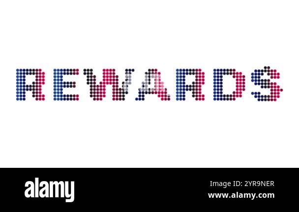 Animated Rewards text and motion effect title with dots on white ...